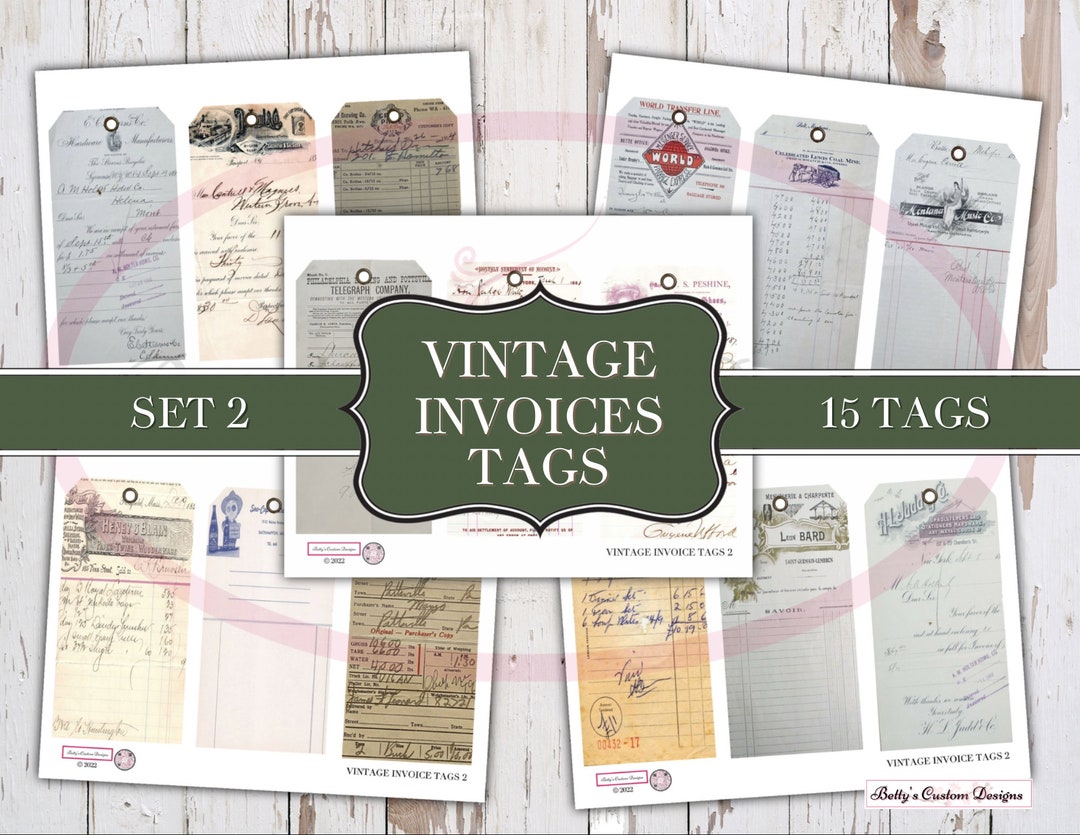 Vintage-style Invoice Tags 2 - Printable Tags - Junk Journaling ...
