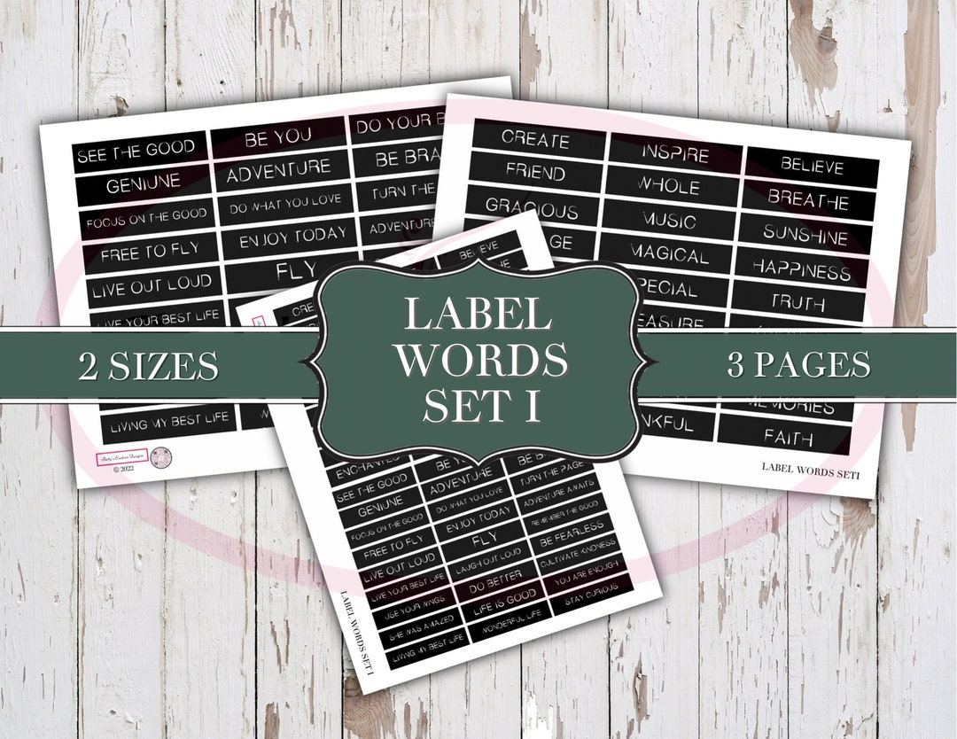 Label Words Set I - Label Phrases - Digital - Typewriter Font ...