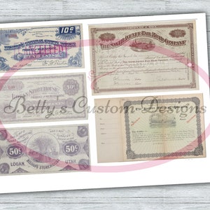 Vintage Bank Notes Vintage Checks Cheque Printable Journal Cards ...