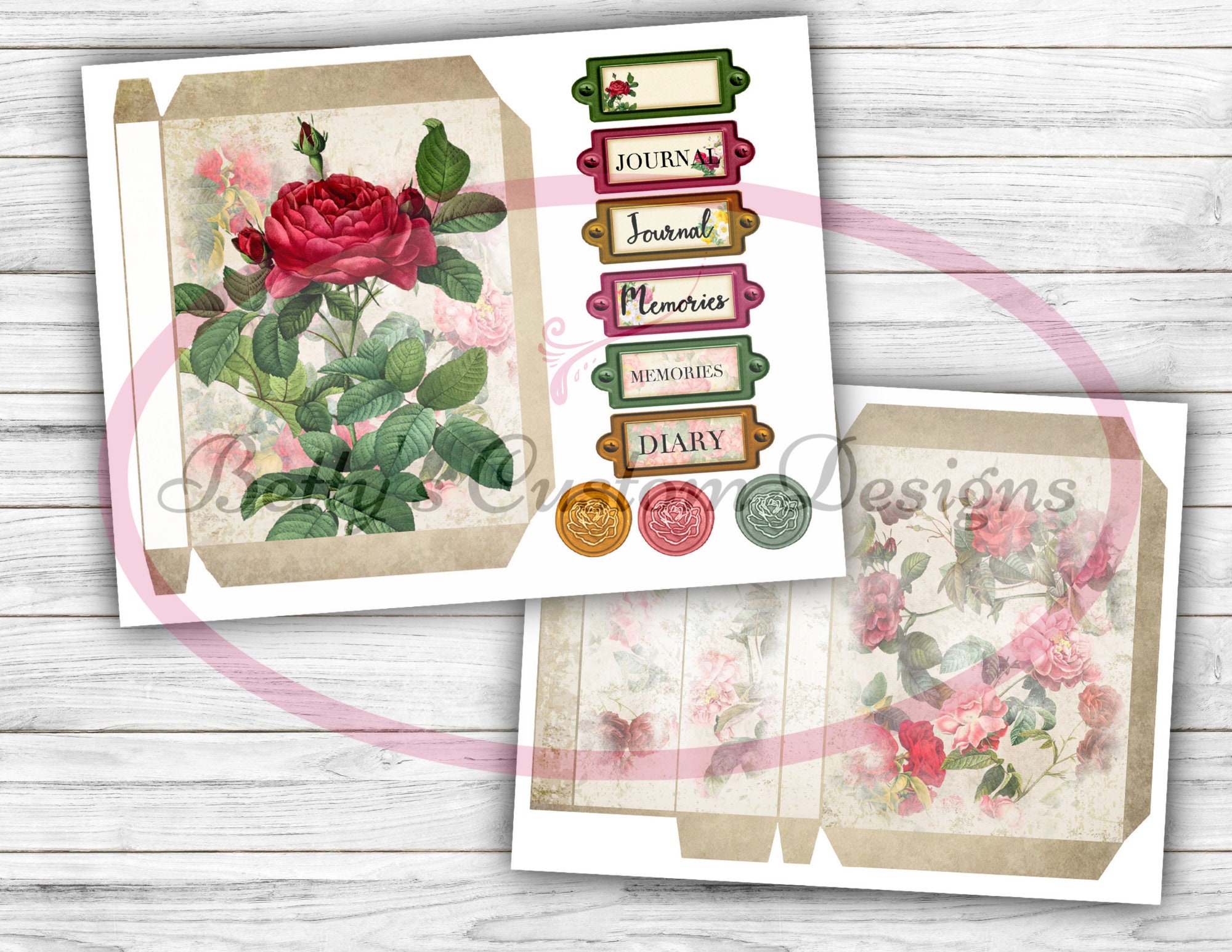 Vintage Floral Journal Kit Digital Download Full Journal | Etsy