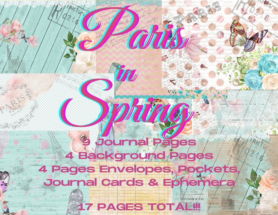 Paris in Spring Junk Journal Kit - Digital Paper Prints - Scrapbook ...