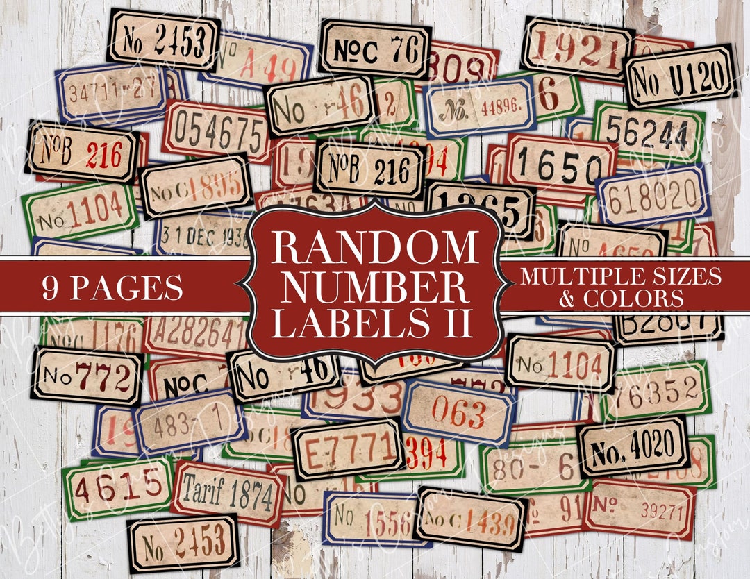 Random Number Labels II - Junk Journal Ephemera - Digital - Printable ...