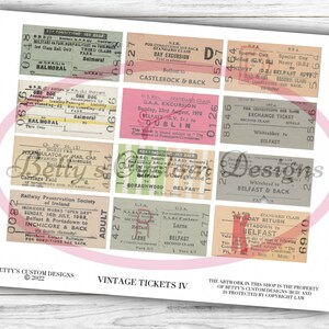Vintage Tickets IV - Random Font - Handwritten - Printable - Ephemera ...