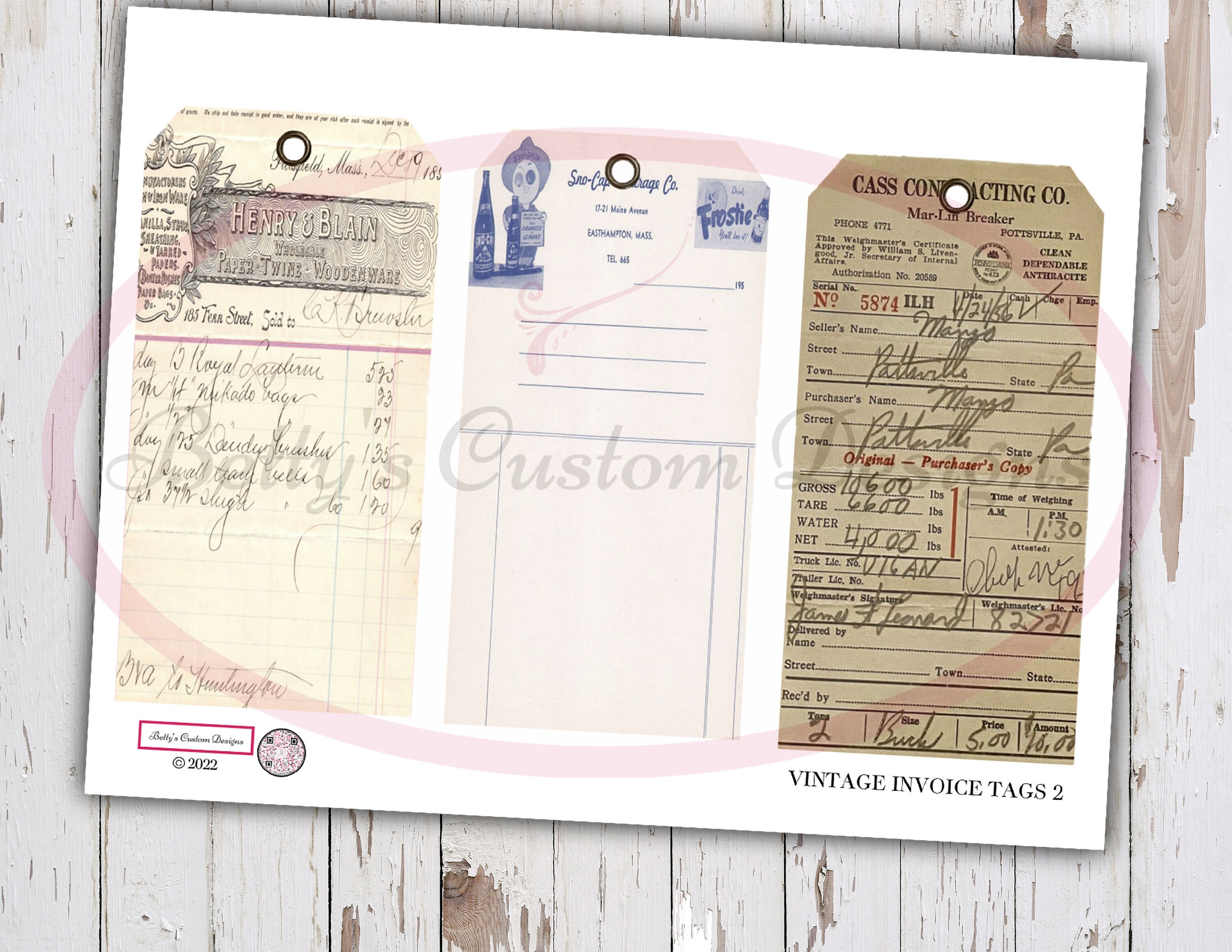 Vintage-style Invoice Tags 2 Printable Tags Junk - Etsy