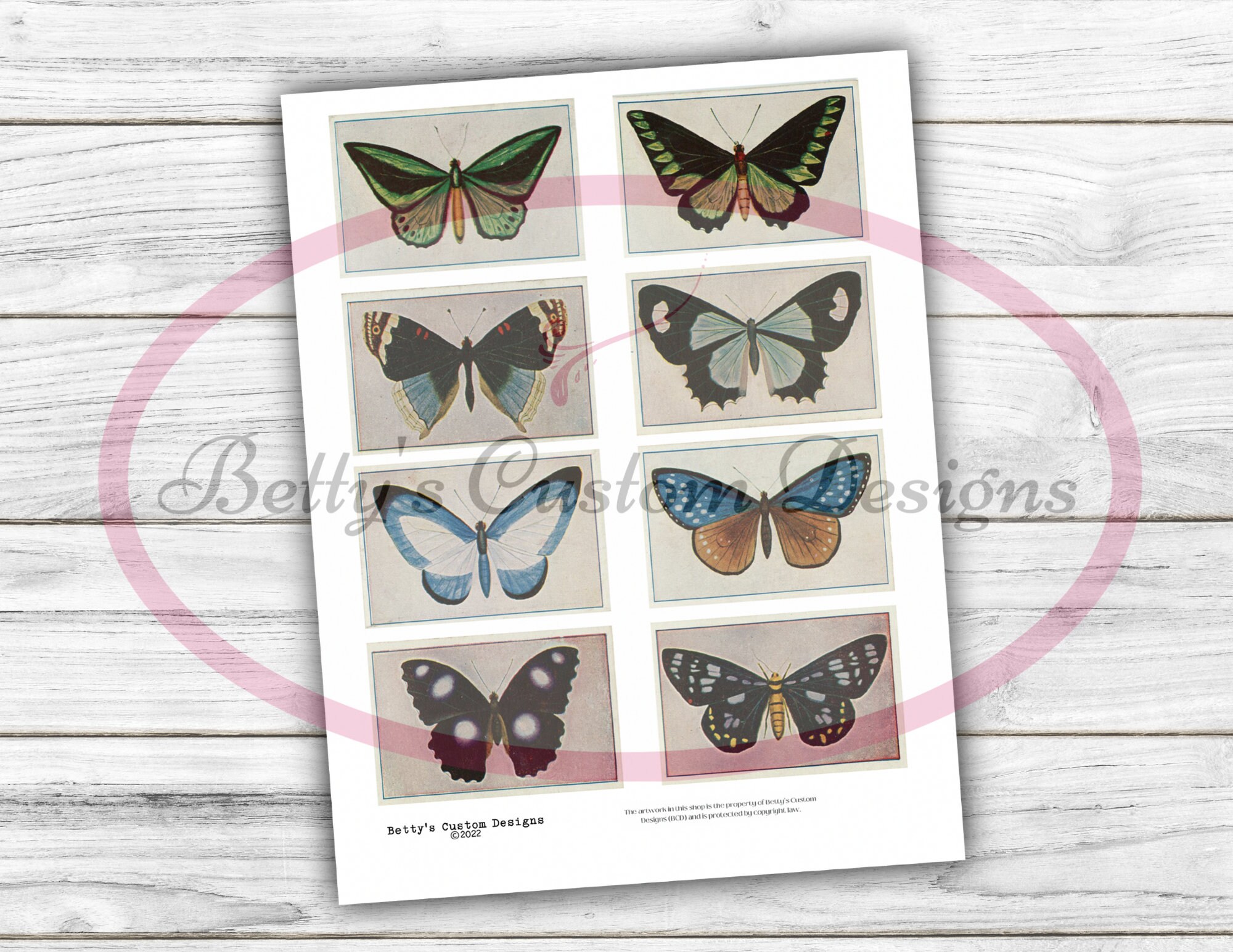 Butterfly & Moth ATC Cards Printable Ephemera Collage Sheets | Etsy