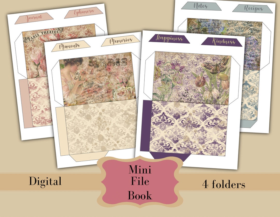 Mini File Folder Book - Digital - Printable - Journal Cards - Digital ...