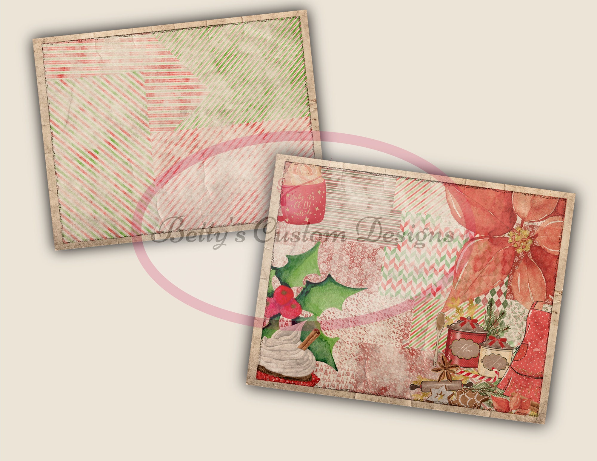 Summerwind Christmas Junk Journal Kit Digital Paper Prints - Etsy