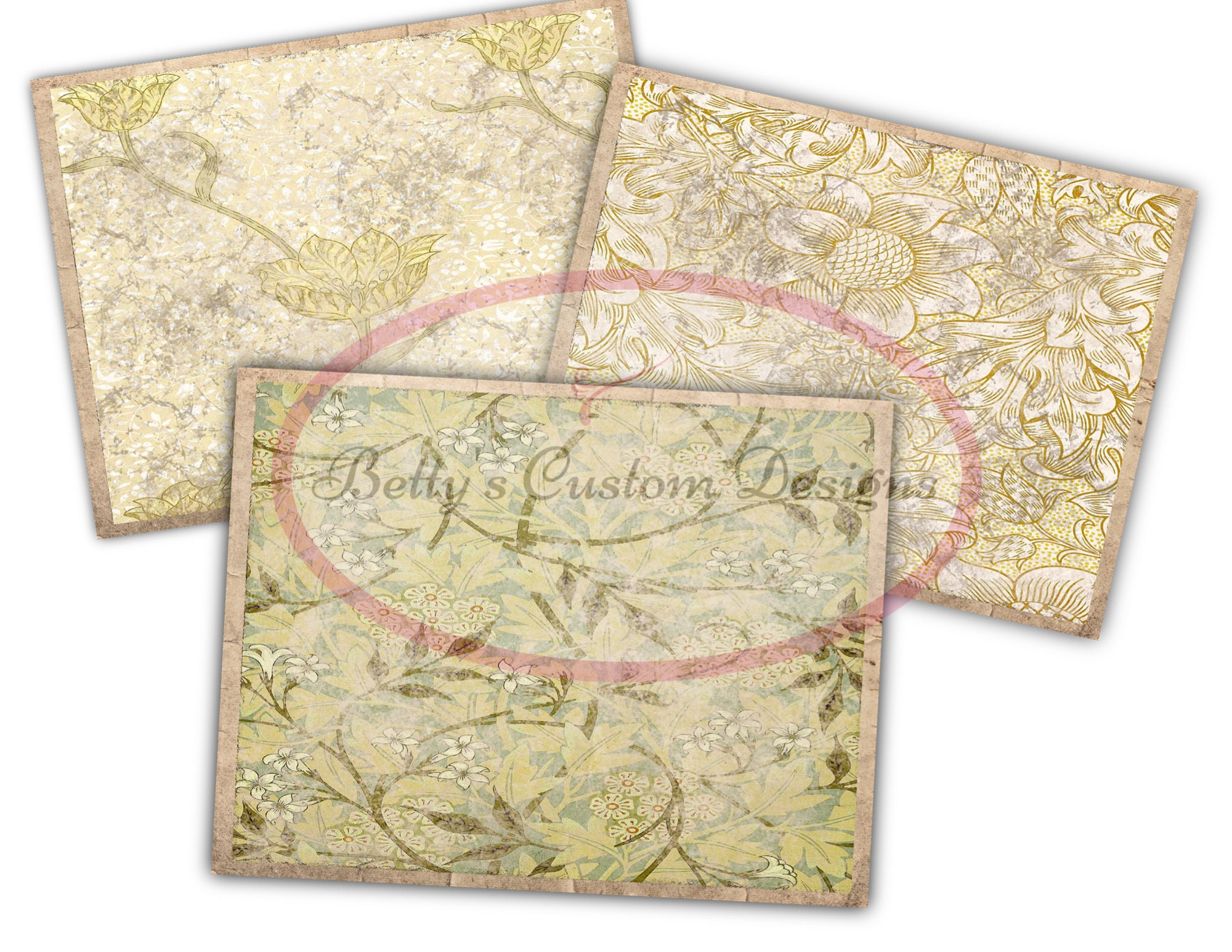 Vintage Yellow Deco Junk Journal Kit Digital Paper Prints | Etsy