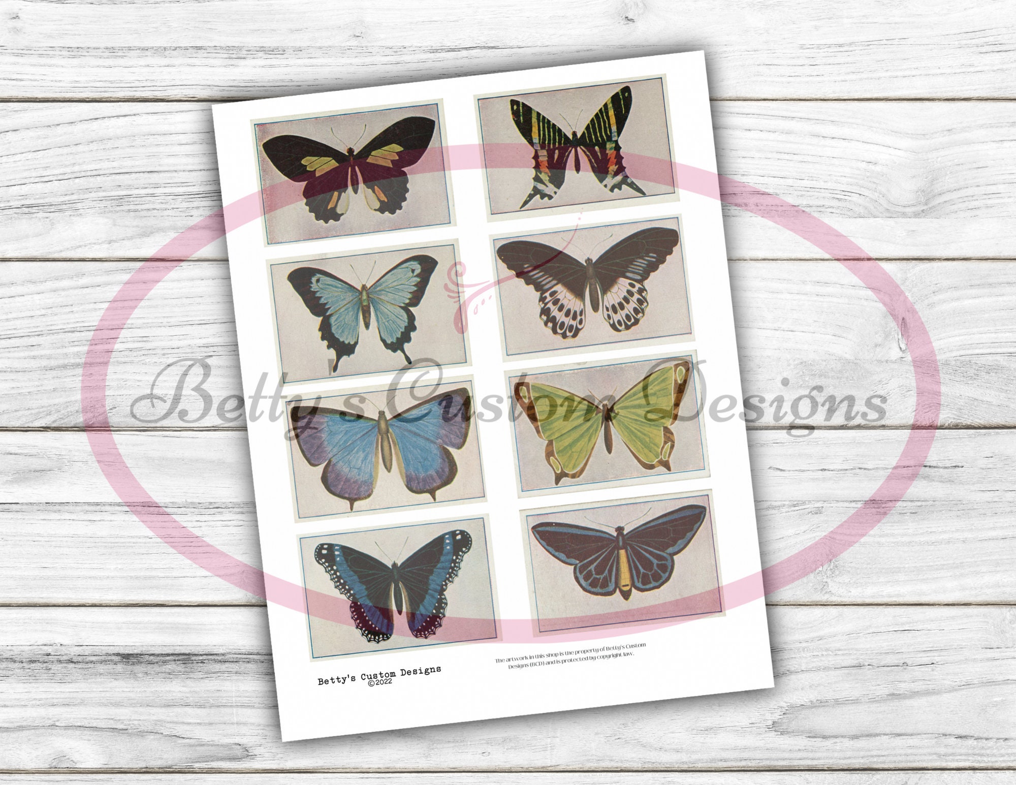 Butterfly & Moth ATC Cards Printable Ephemera Collage Sheets | Etsy