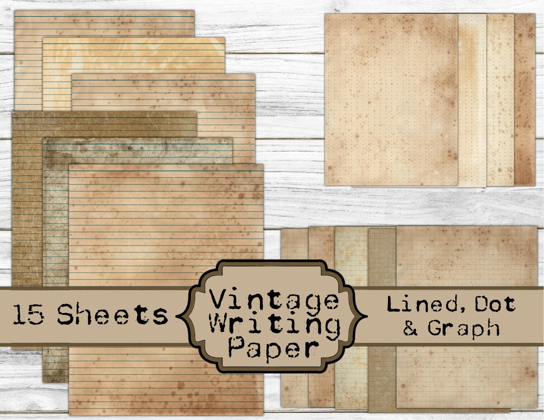 Vintage Style Antique Writing Paper - Notebook - Lined - Dot - Grid ...
