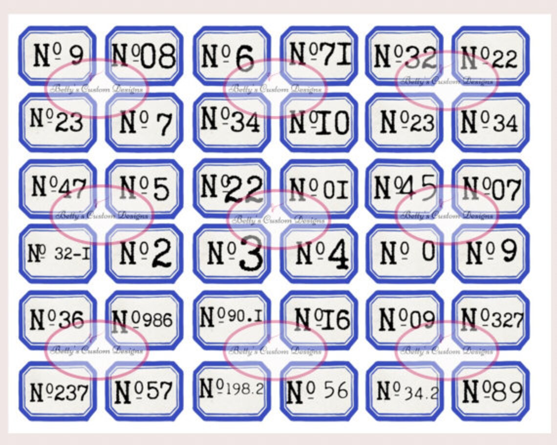 Labels NUMBERS II Random Font Handwritten Printable | Etsy