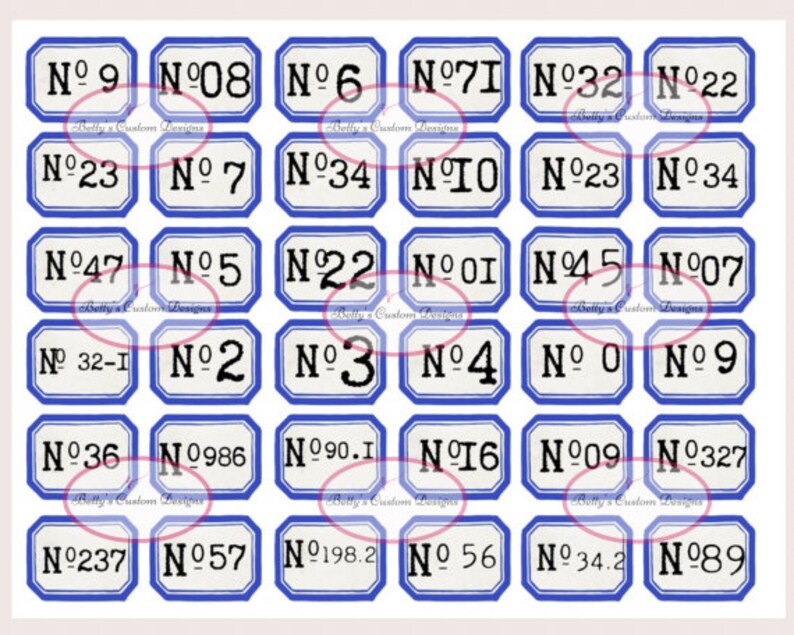 Labels NUMBERS II Random Font Handwritten Printable | Etsy