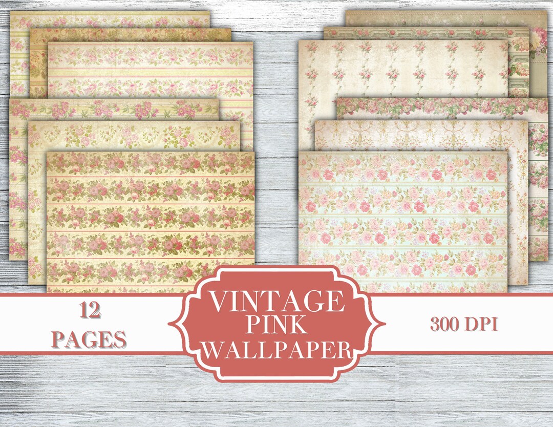 Vintage Pink Wallpaper Junk Journal Kit - Digital Paper Prints ...