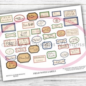 Field Notes Labels - Printable - Ephemera - Junk Journal Label ...