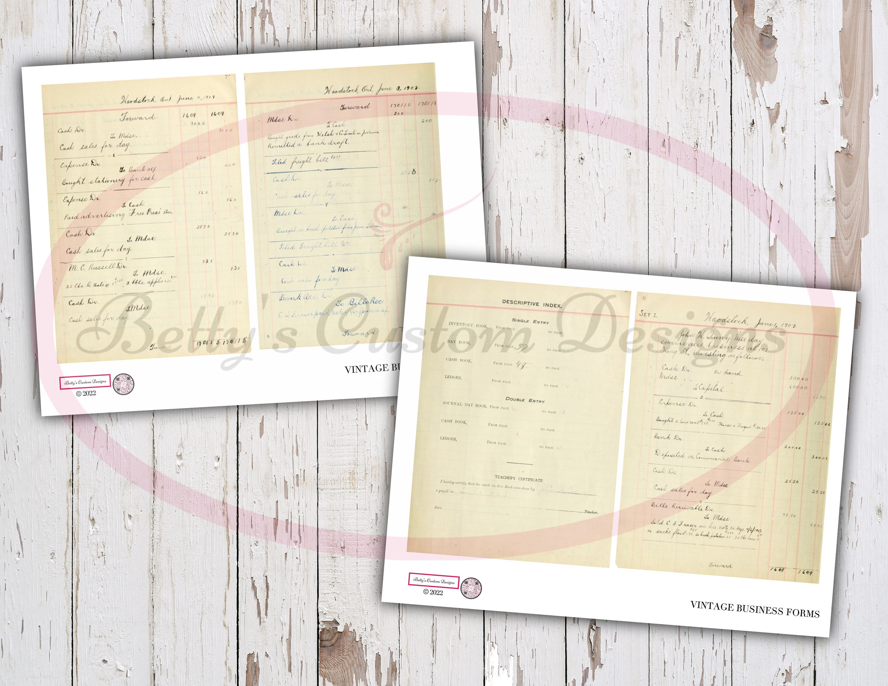 Vintage Business Forms Backgrounds Digital Paper Prints - Etsy
