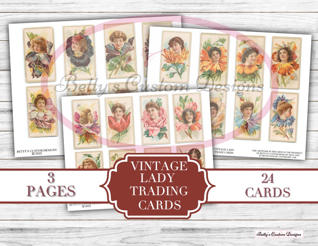 Vintage Lady Trading Cards - Journal - ATC Size - Digital Download ...
