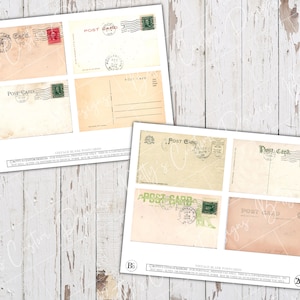 Vintage Blank Postcards - Postal Cancellation - Digital Paper Prints ...