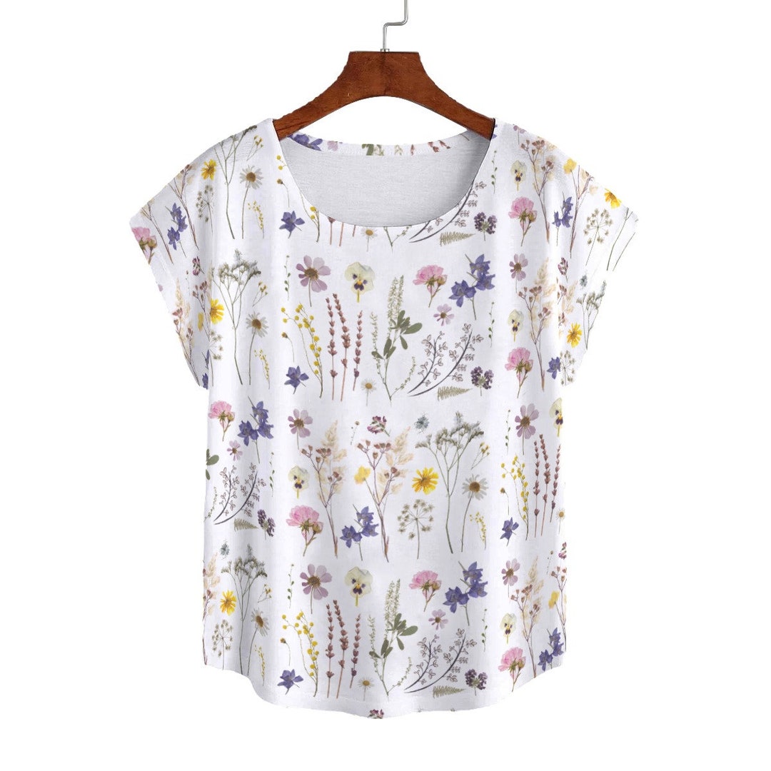 Wildflowers Round Neck Curved Hem Plus Size Women's Top - Etsy