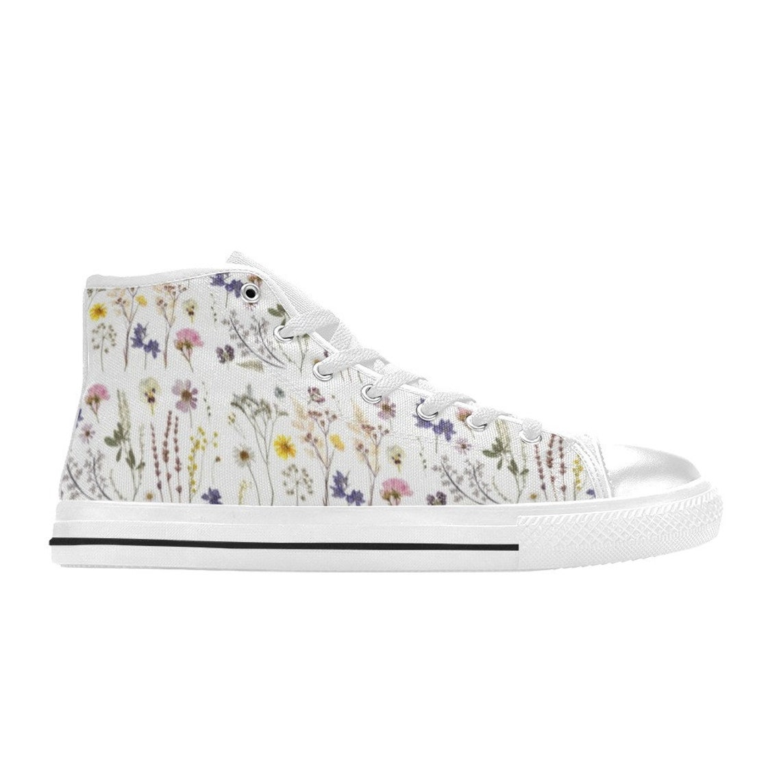 Wildflowers White Lace up Canvas Womens Low Rise Shoes & High Top Shoes ...