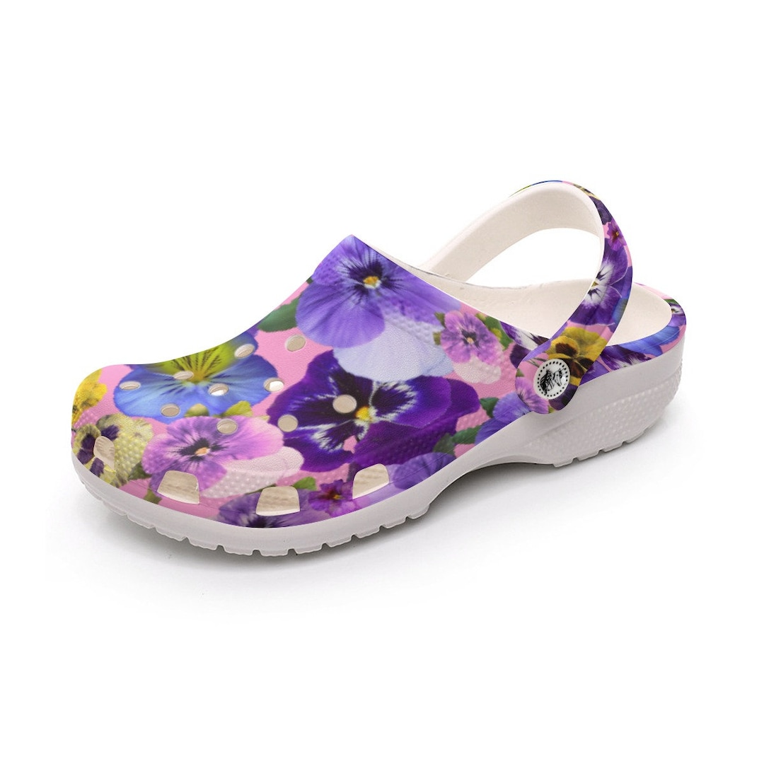 Pansies on Pink Rubber Clogs for Women Light, Comfy and Affordable - Etsy