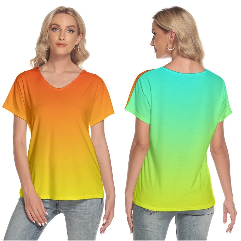 Ombre Double Colour T-shirt: Lightweight Cotton Spandex Top up to 4 XL ...