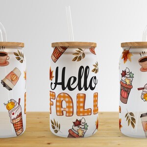 Hello Fall 16 Oz Libbey Glass Can Tumbler Sublimation Design,fall ...