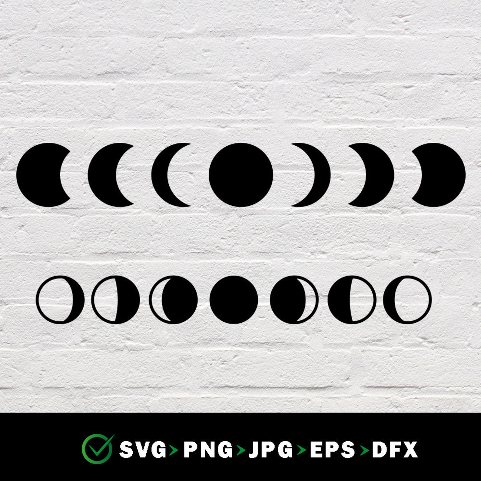 Mond Phasen SVG Bundle, Mond ClipArt, Mond und zurück Svg, Mond Svg ...