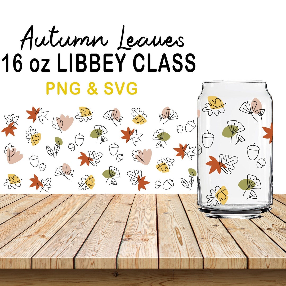 Autumn Leaves Glass Wrap Svg,16oz Libbey Full Wrap Svg,hello Autumn Can ...