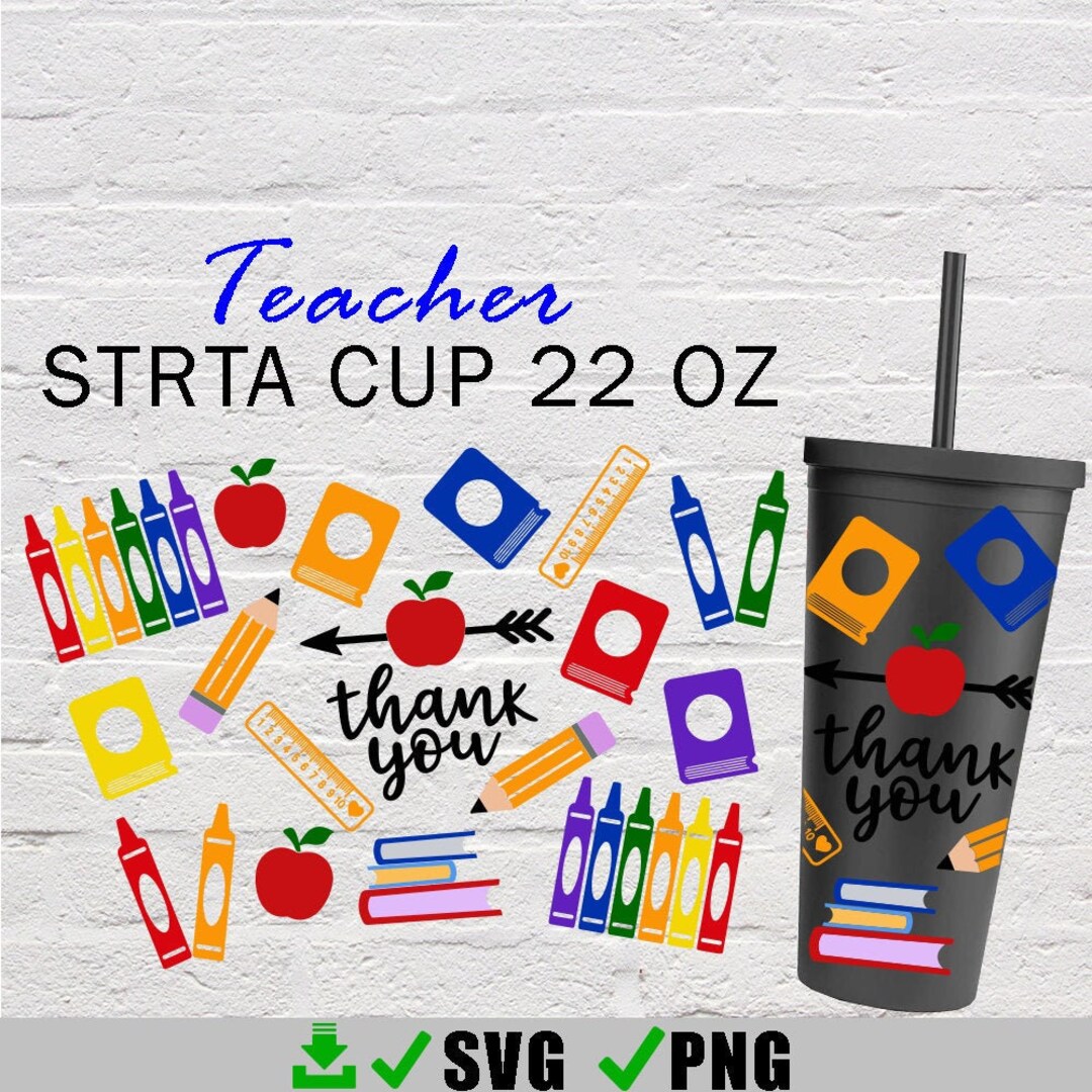 Teacher Strata Cups Svg, Back to School Decal Pattern DIY Seamless Full ...