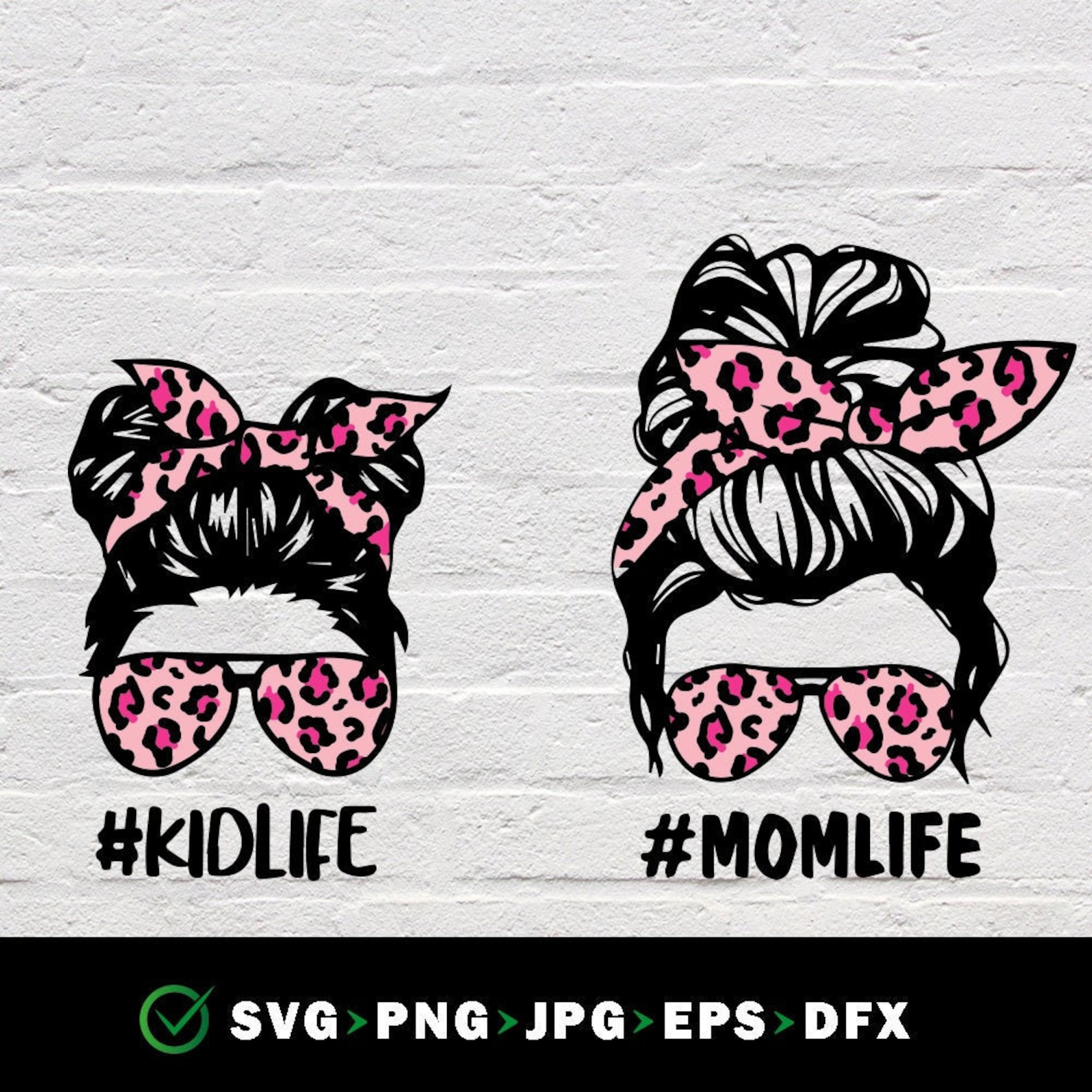 Mom Life Pink Leopard Svg,messy Buns,bun Hair Leopard Svg,mom Life Kid ...