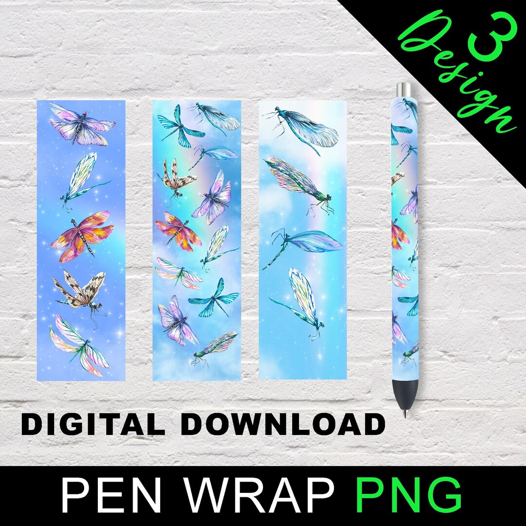 Dragonfly Pen Wrap Png,epoxy Pen Wrap,pen Wrap Designs Digital Download ...