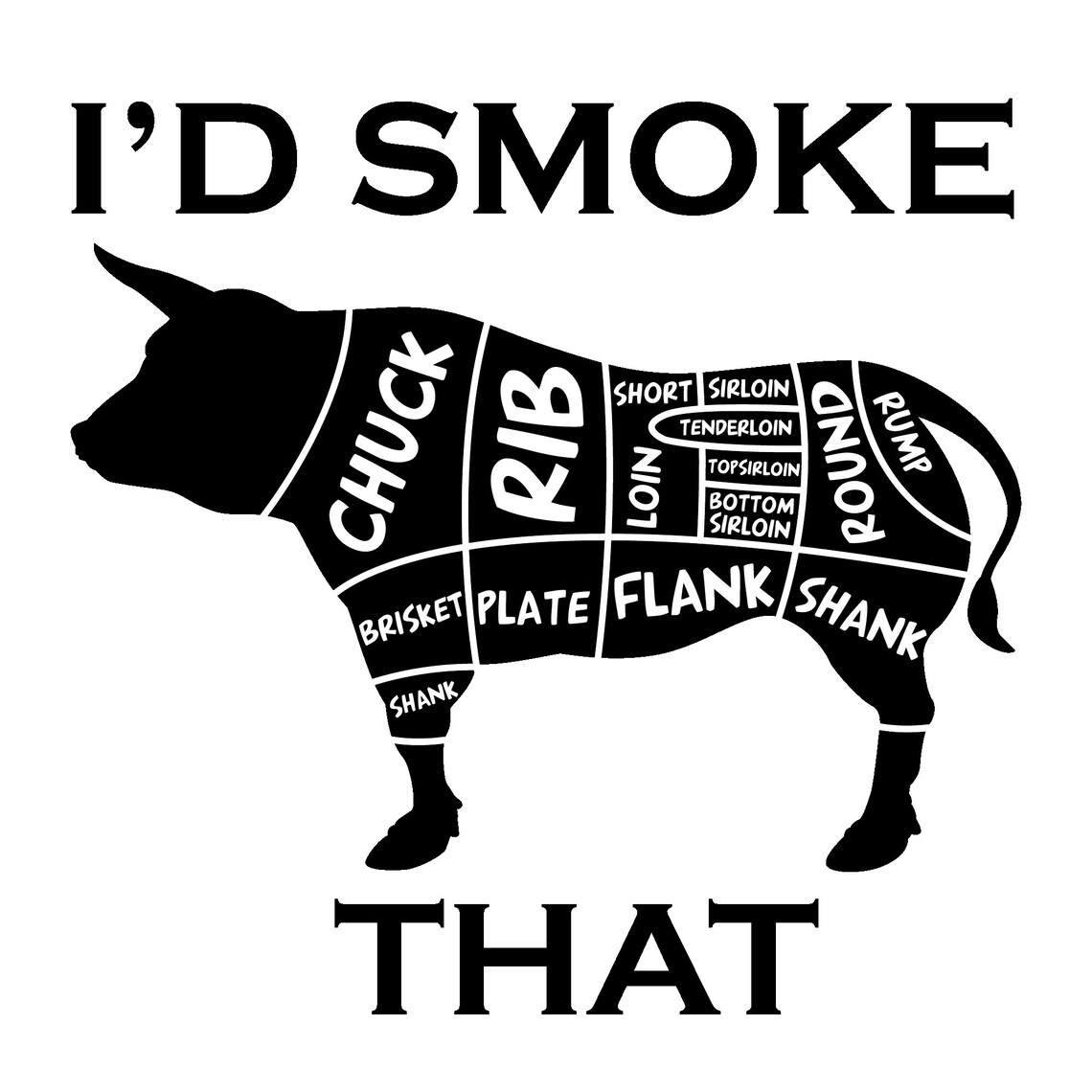 Cow Meat Cuts Svg PNG I'd Smoke That Svg Father's - Etsy