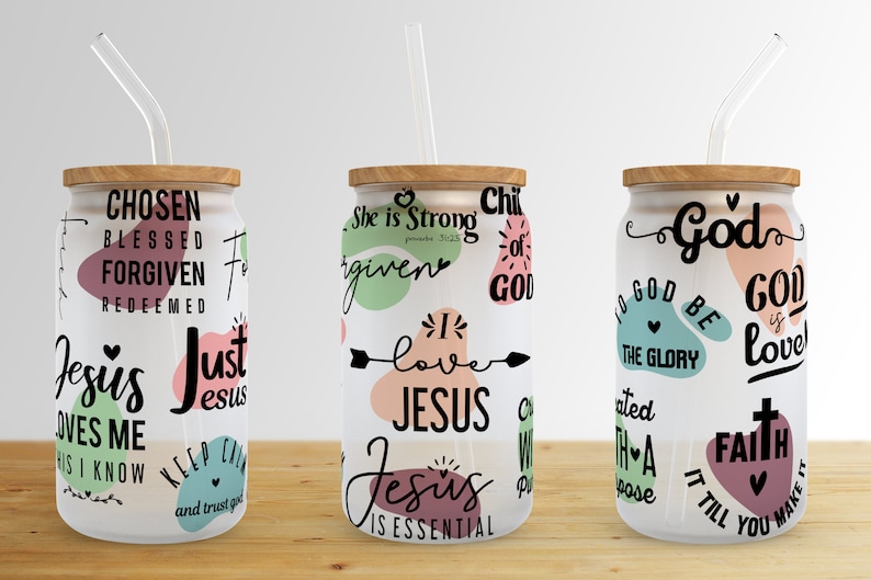 Christian Affirmation 16 Oz Libbey Glass Can Tumbler Sublimation Design ...