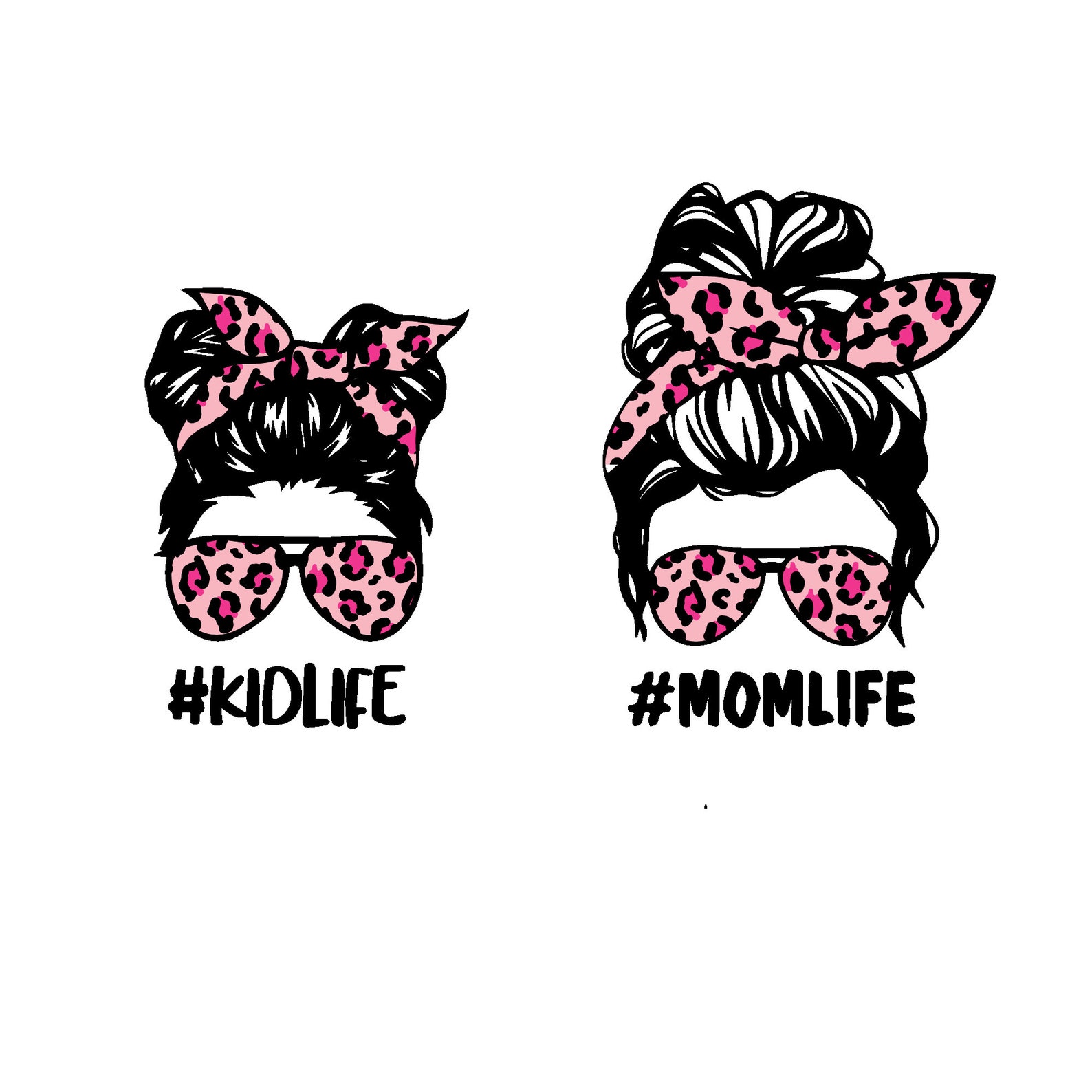 Mom Life Pink Leopard Svg,messy Buns,bun Hair Leopard Svg,mom Life Kid ...