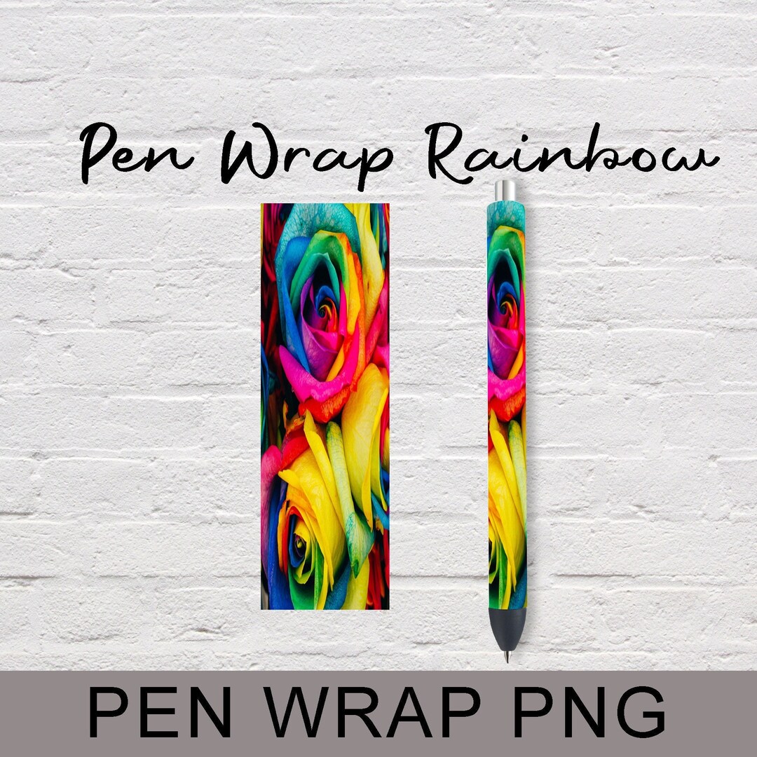 Rainbow Rose Pen Wrap,flower Pen Wrap,floral Pen Wrap,epoxy Pen for ...