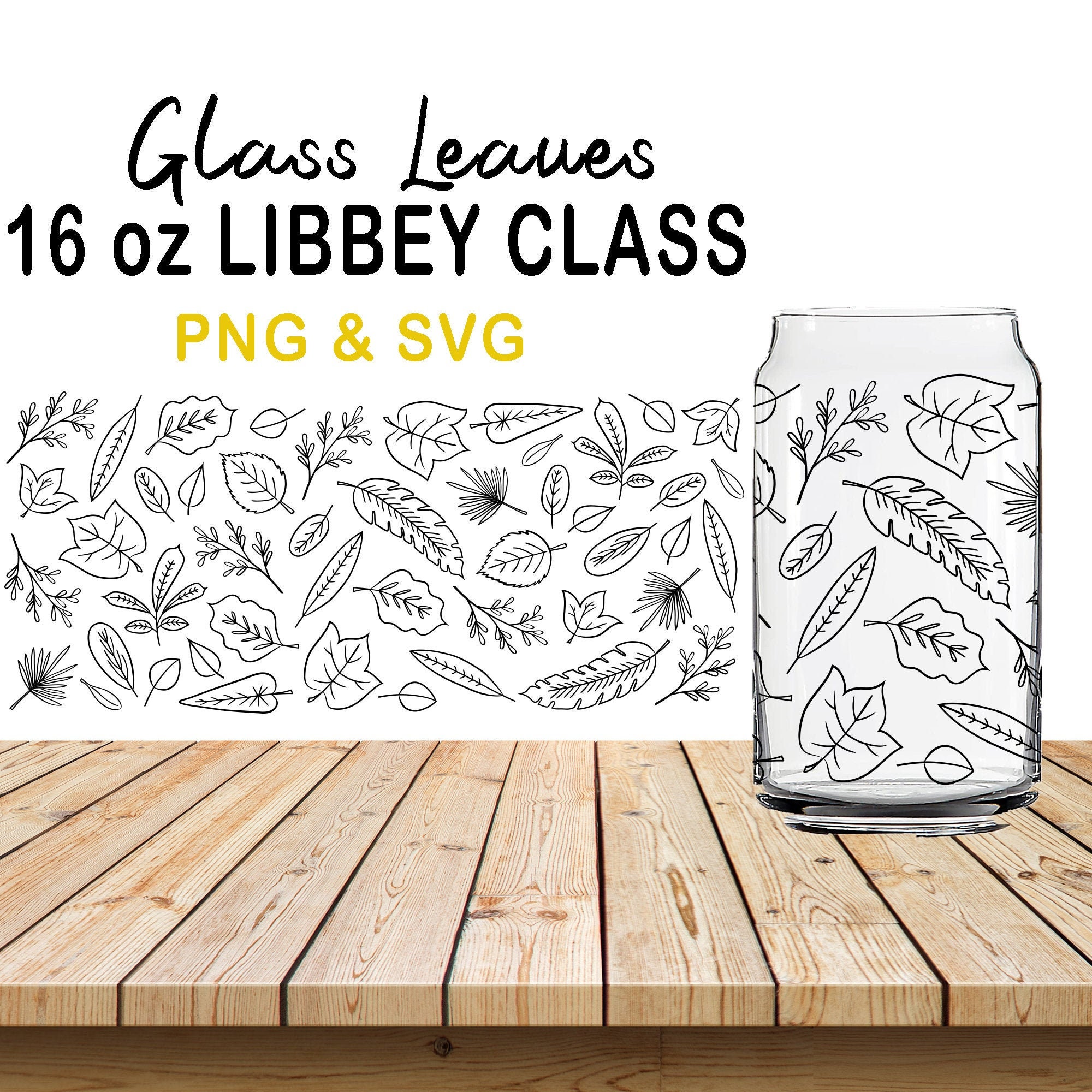 Floral Leaves Glass Wrap Svg,16oz Libbey Full Wrap Svg, Can Glass Wrap ...