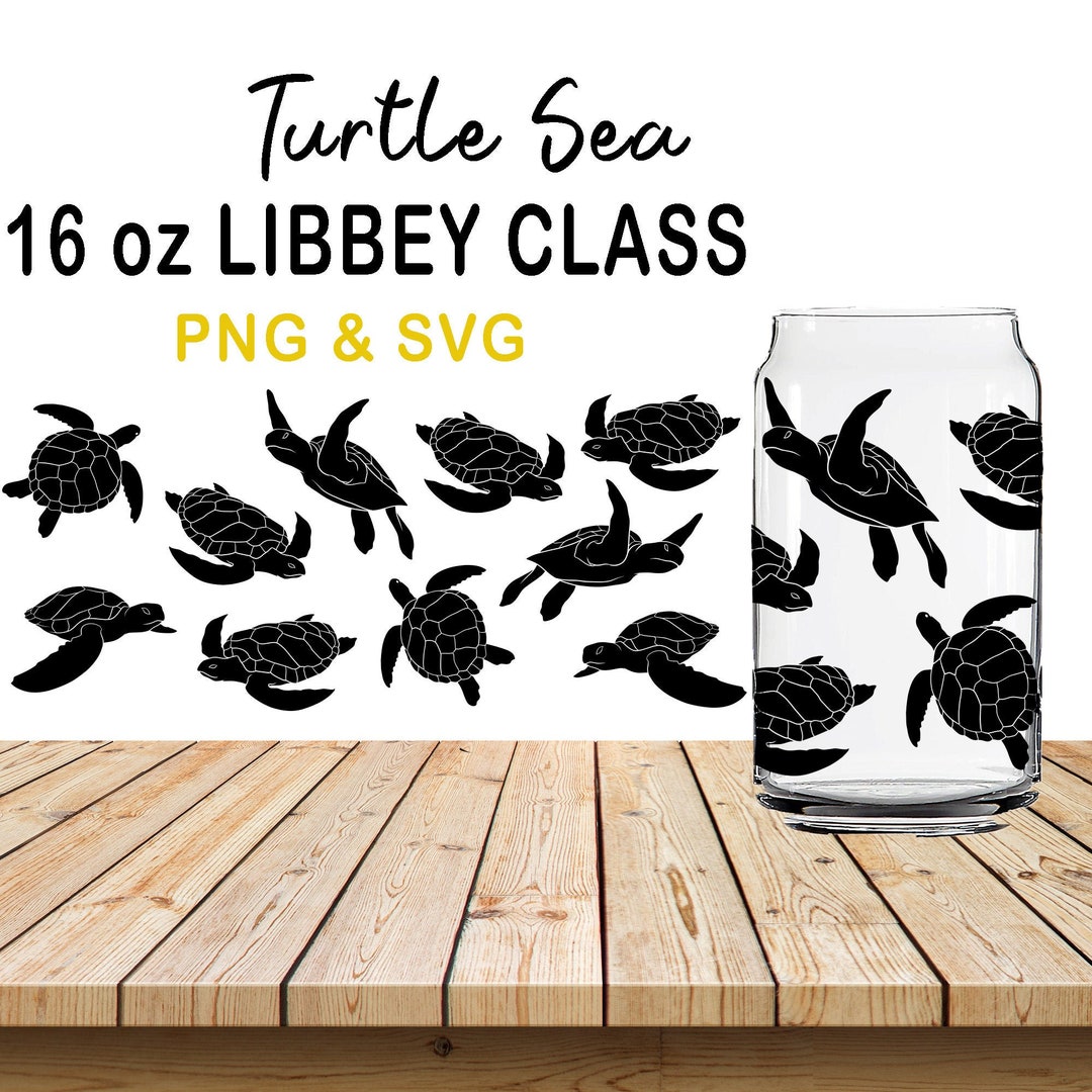 Turtle Sea Glass Wrap Svg 16oz Libbey Full Wrap Svg Can Glass Wrap