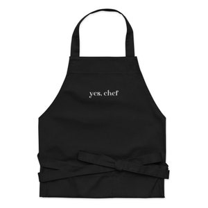 EMBROIDERED Yes, Chef Organic Cotton Apron, Chef Apron, Baking Gifts, Cooking Apron, Cooking ...