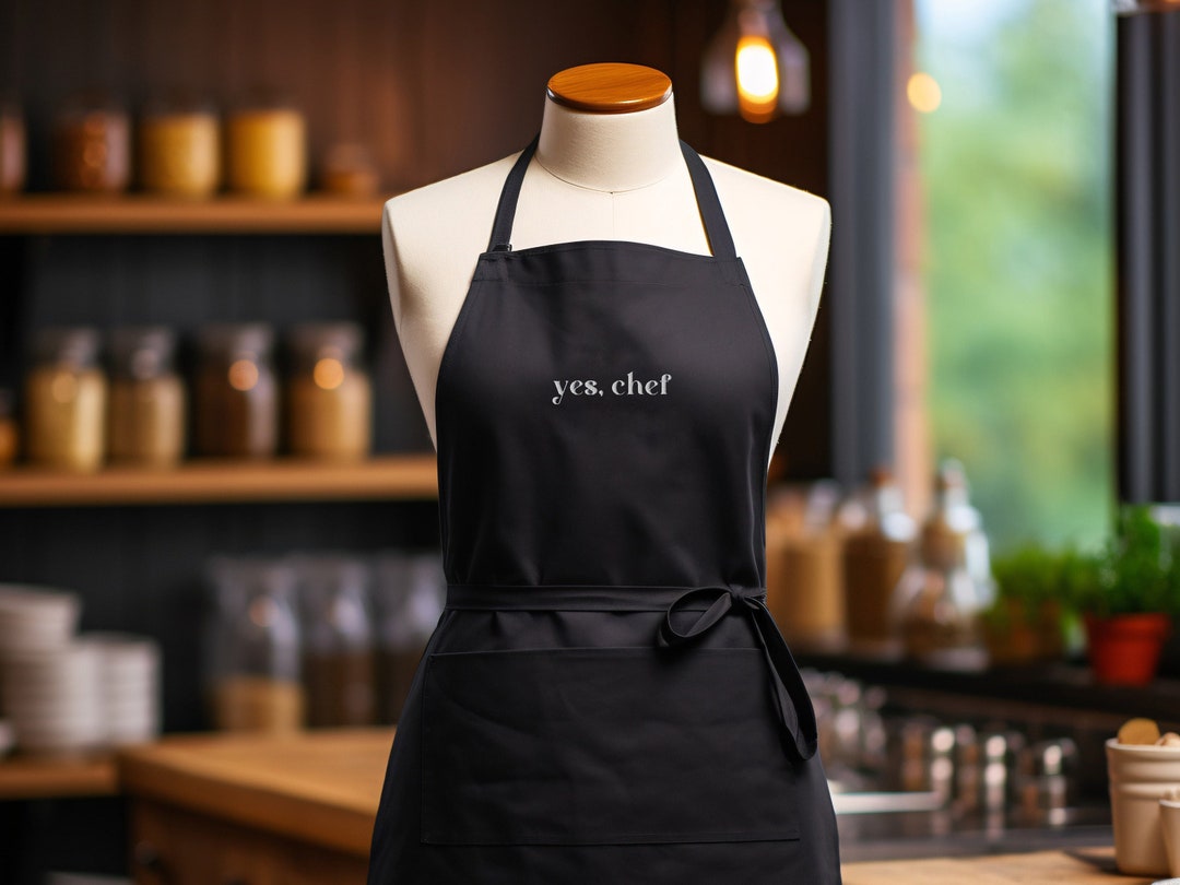 EMBROIDERED Yes, Chef Organic Cotton Apron, Chef Apron, Baking Gifts ...