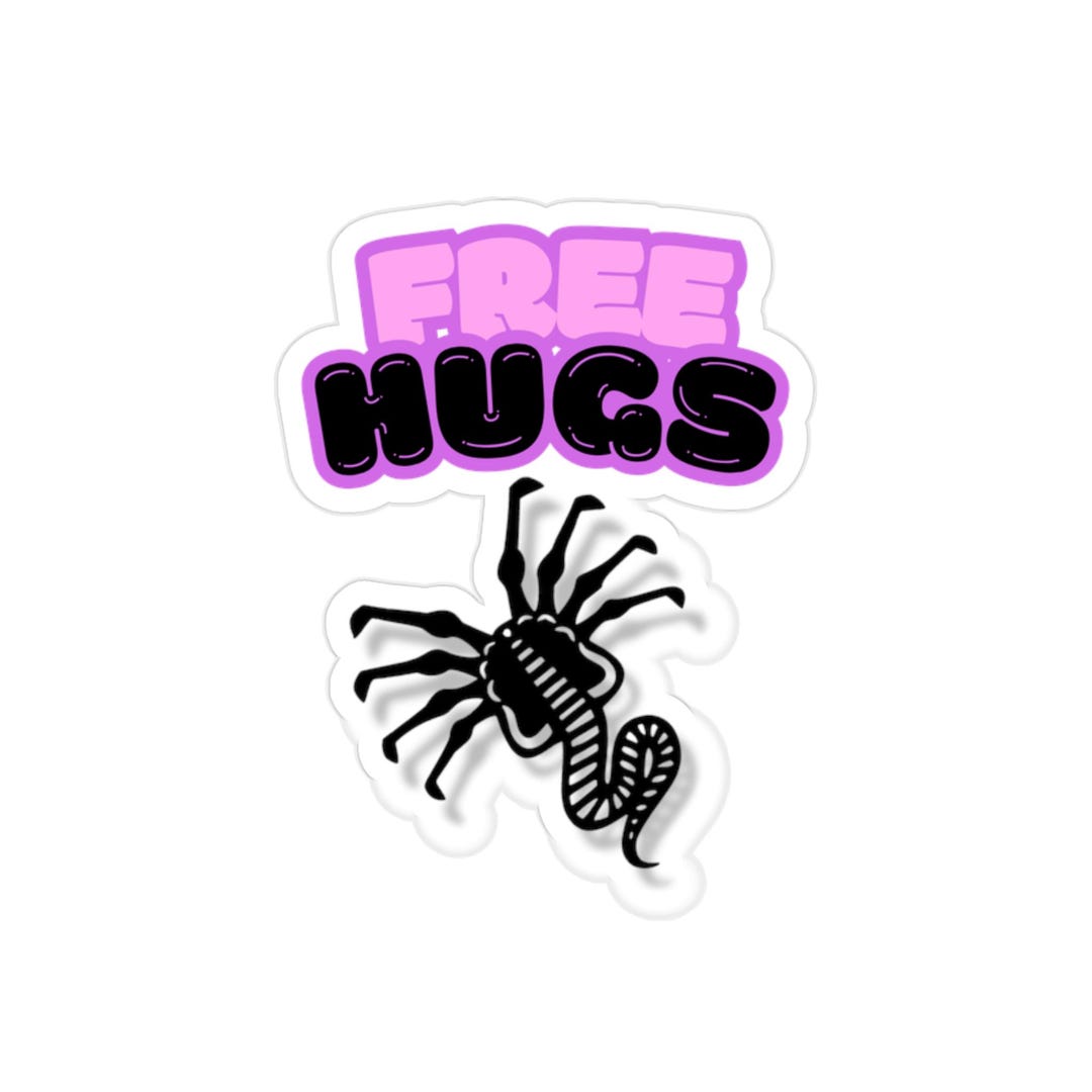 Free Hugs Alien Sticker, Funny Facehugger Decal for Horror & Sci-fi ...