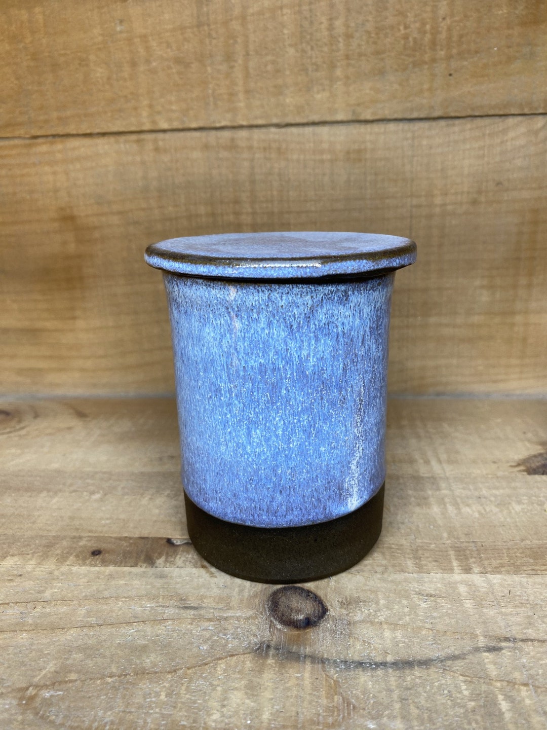Handmade Stoneware French Butter Crock With Flowing Blue Ice Glaze. - Etsy