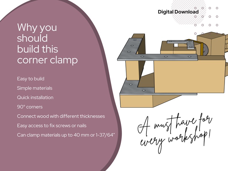Corner Clamp Digital Plans. Learn How to Make This Woodworking | Etsy