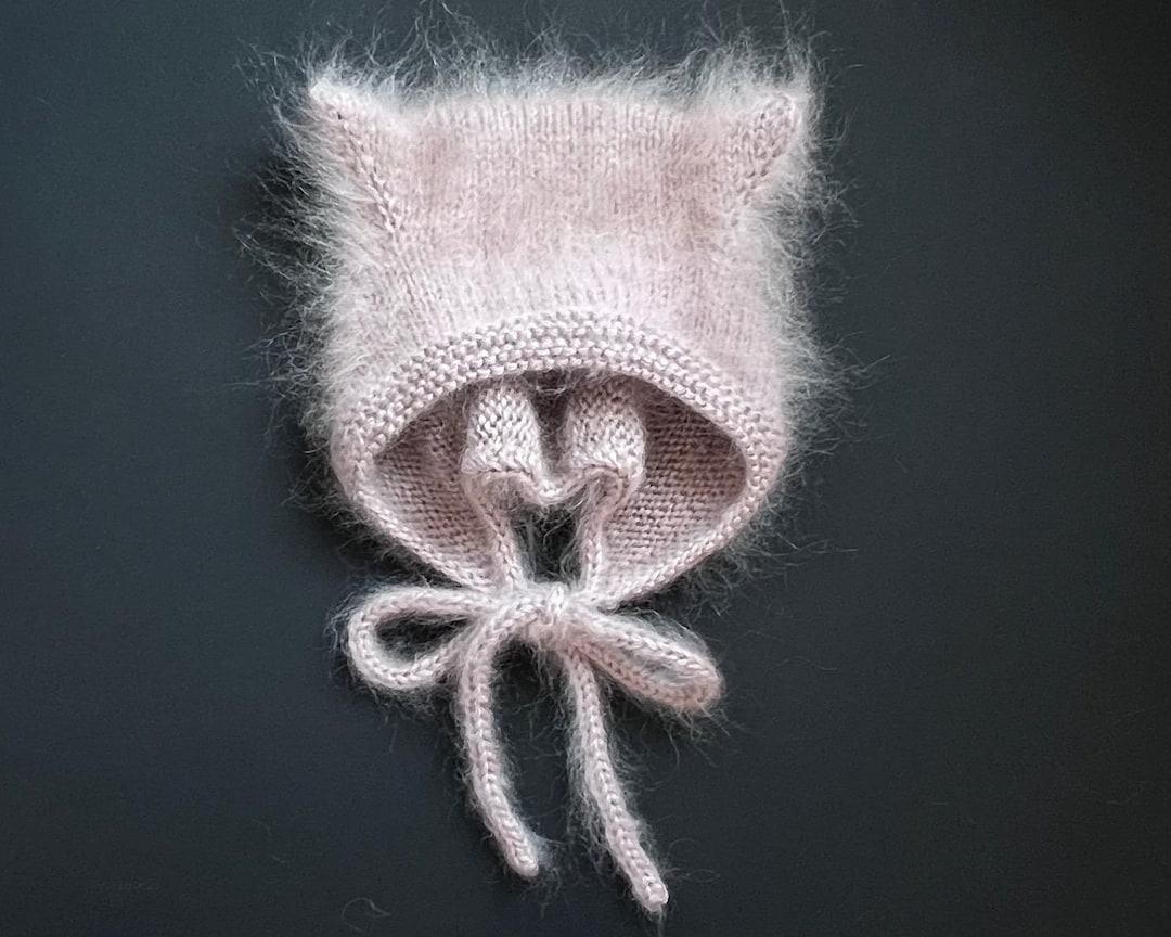 Mohair Cat Bonnet for Women - Color STONE - Etsy