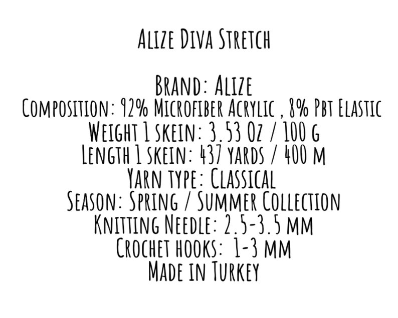 Alize Diva Stretch Yarn Elastic Summer Yarn - Etsy
