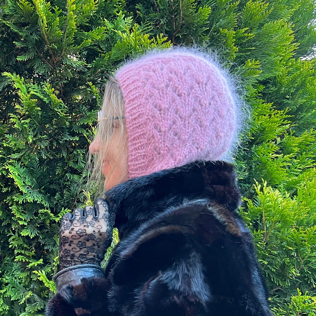 Capuche en tricot couleur POWDER - Bonnet d'hiver pour femme - Cagoule ...