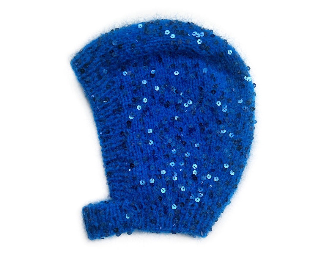 Hand Knit Adult Bonnet Hat Chunky Women Winter Hat Mohair Balaclava ...