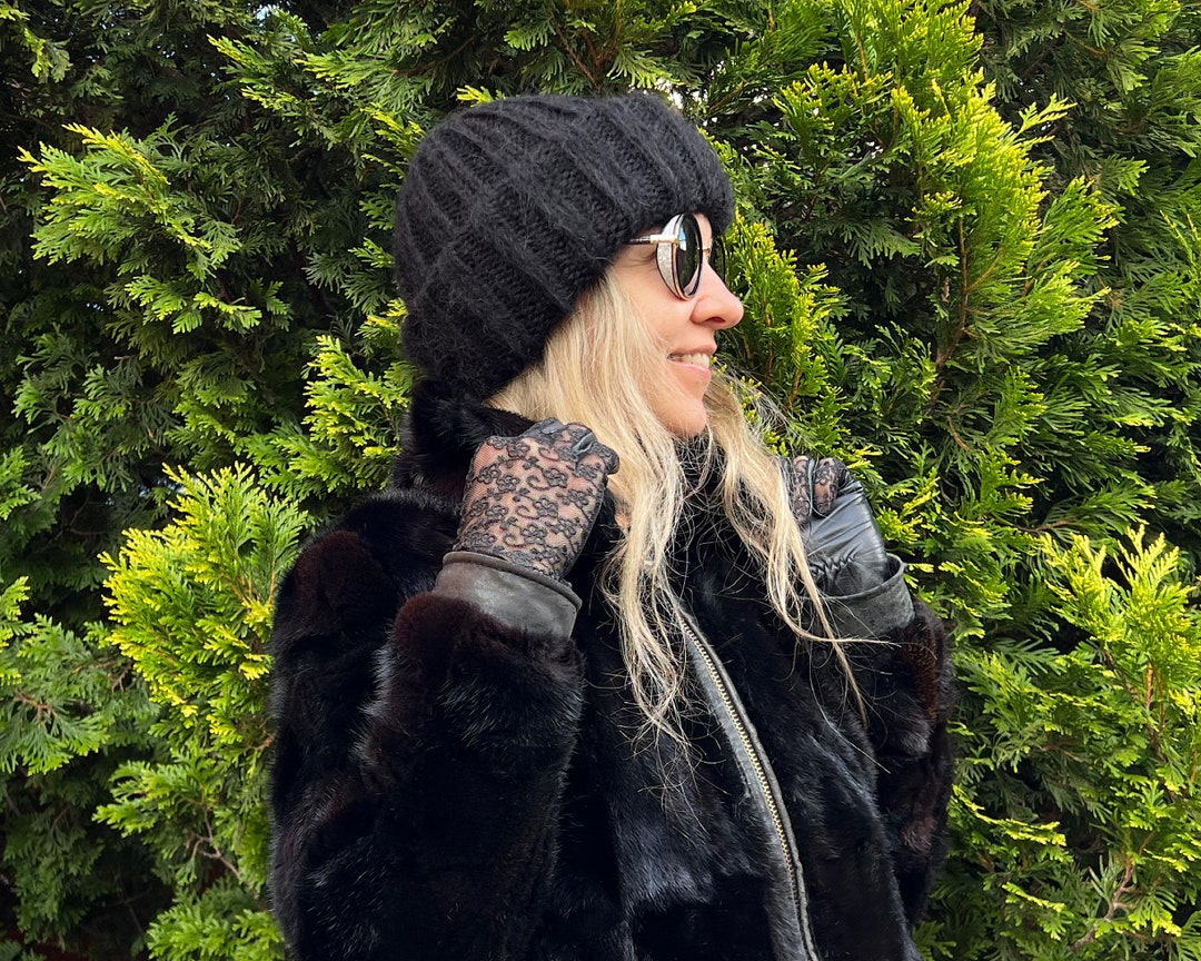 Winter Mohair Hat in Black - Etsy
