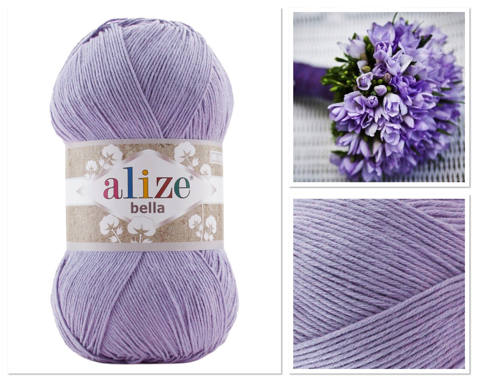 Cotton yarn Alize Bella Lavender hypoallergenic knitting | Etsy