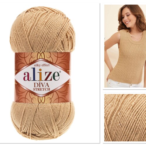 Alize Diva Stretch Yarn Elastic Summer Yarn - Etsy