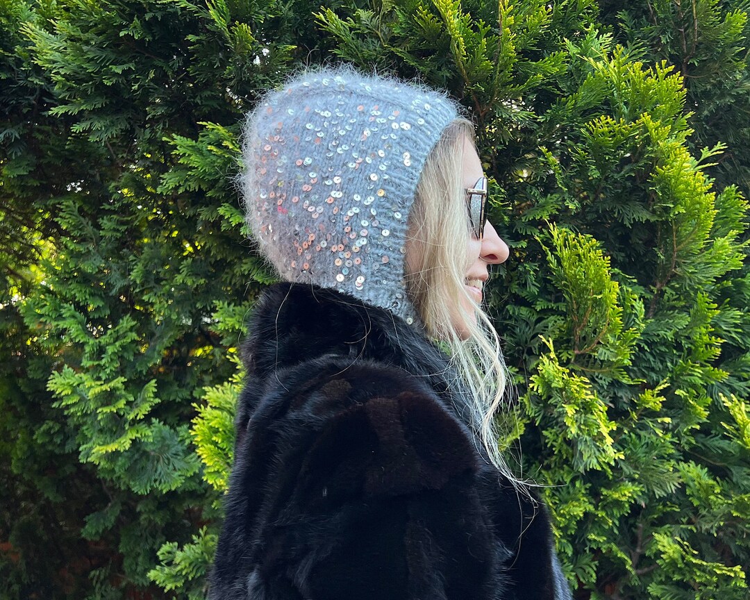 Grey Knit Adult Bonnet - Etsy